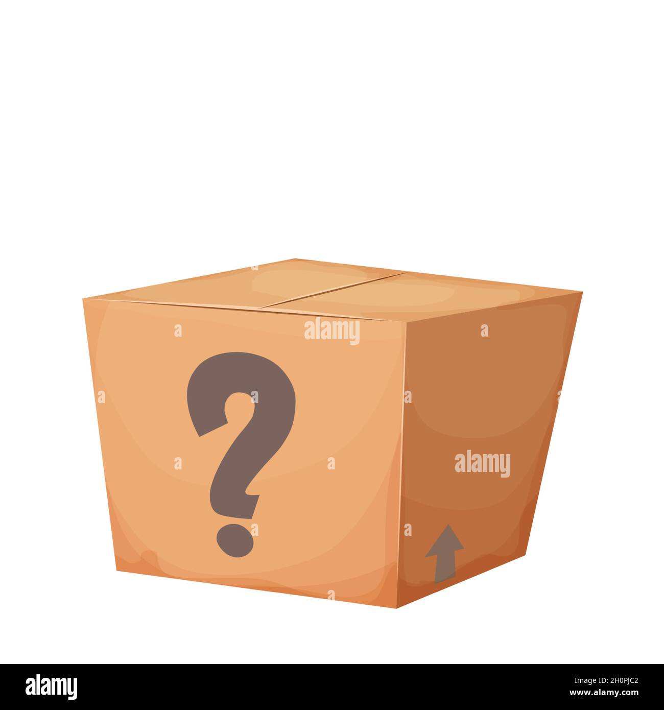 Mystery cardboard box with question, closed present in cartoon style ...