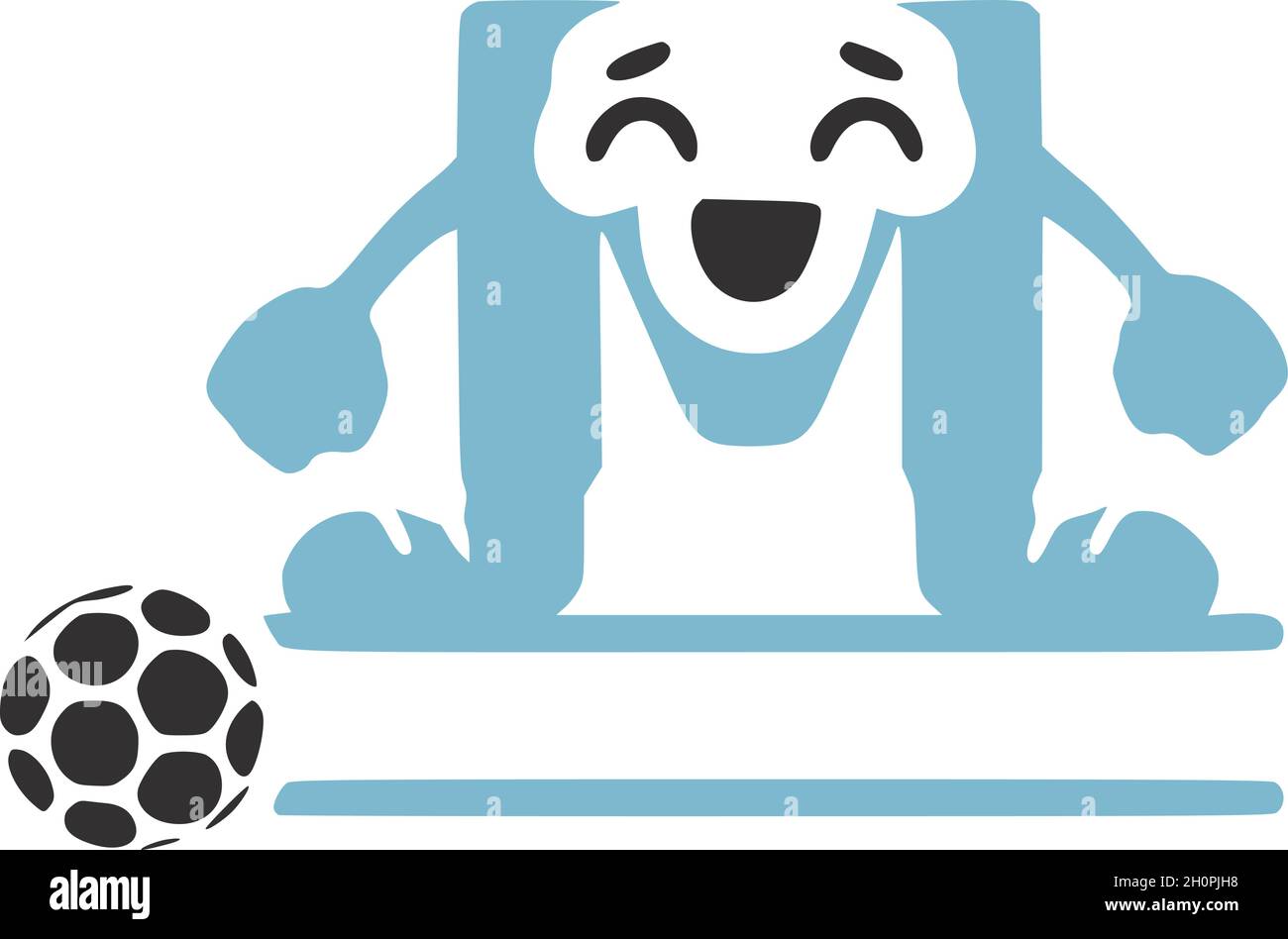Happy letter m character football player personalized monogram, vector ...