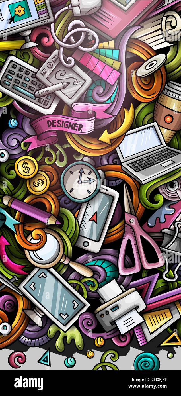 Designer hand drawn doodle banner. Cartoon detailed flyer Stock Vector ...