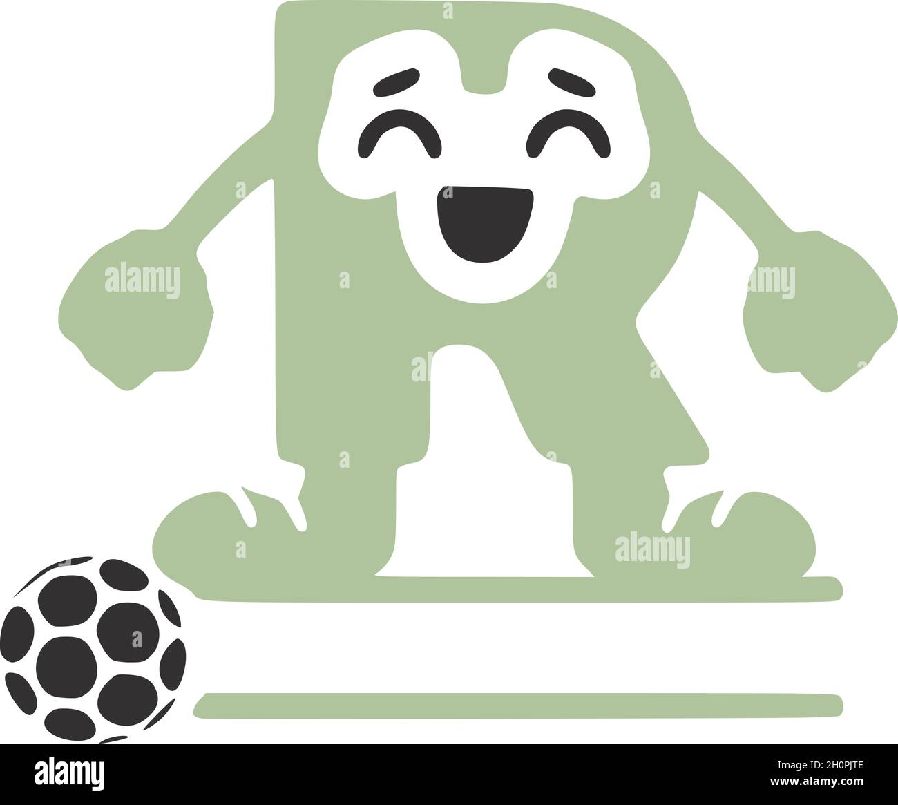 Happy letter r character football player personalized monogram, vector ...