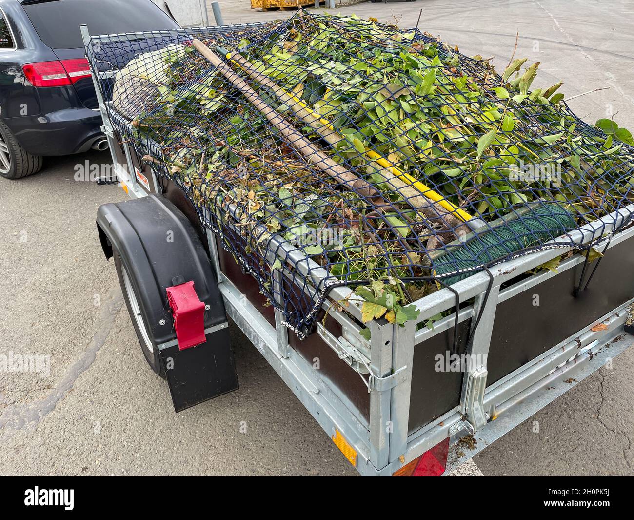 Trailer with green waste for recycling Stock Photo - Alamy