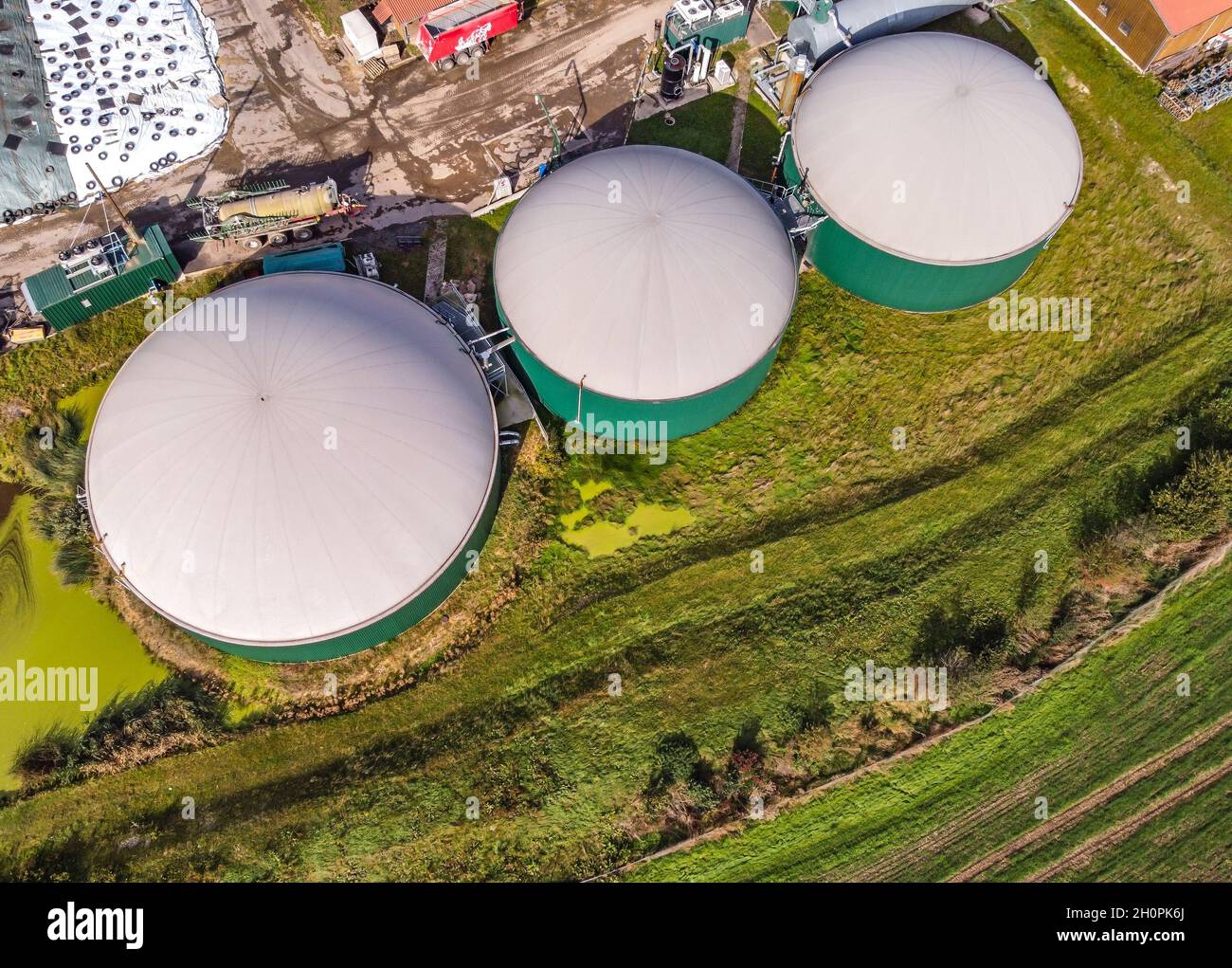 Aerial view of a biogas plant Stock Photo - Alamy