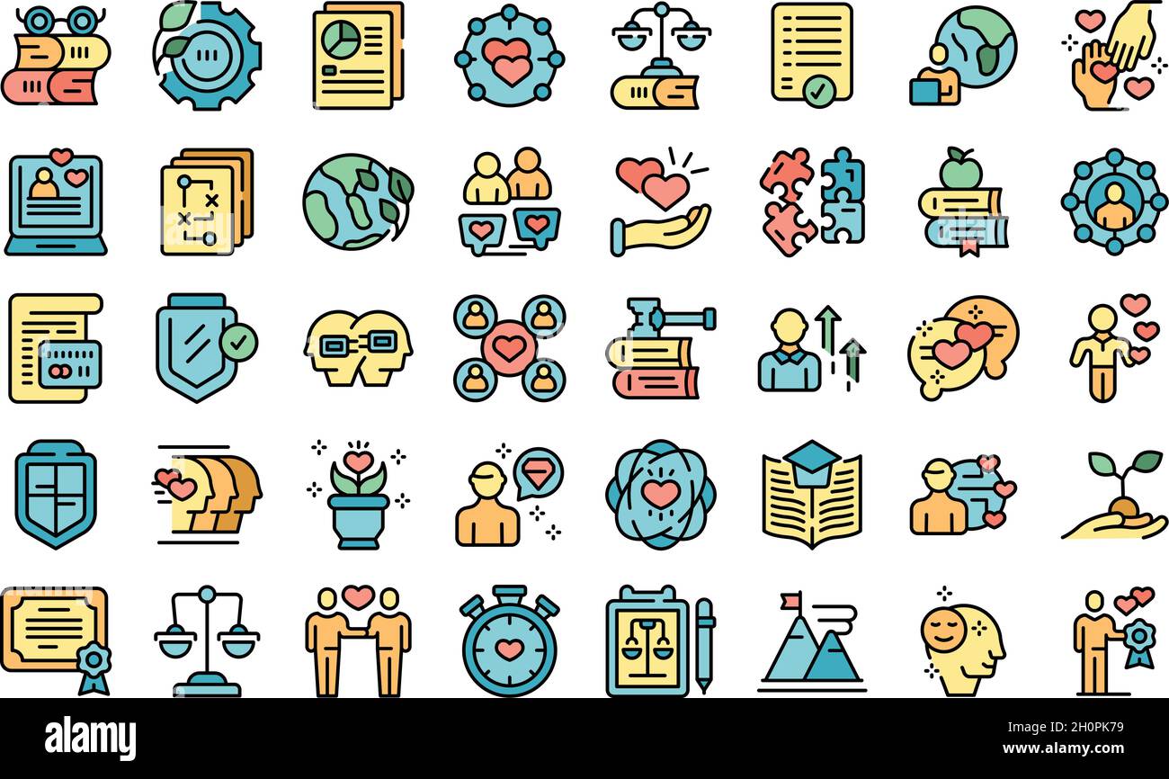 Social responsibility icons set outline vector. Community friend. Care ...