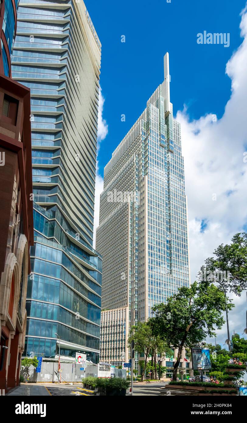 High-rise buildings rising in the morning sun show the strong economic ...