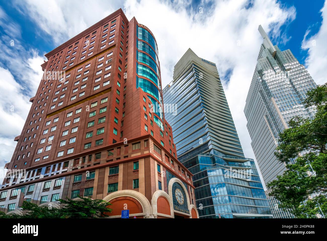 High-rise buildings rising in the morning sun show the strong economic ...