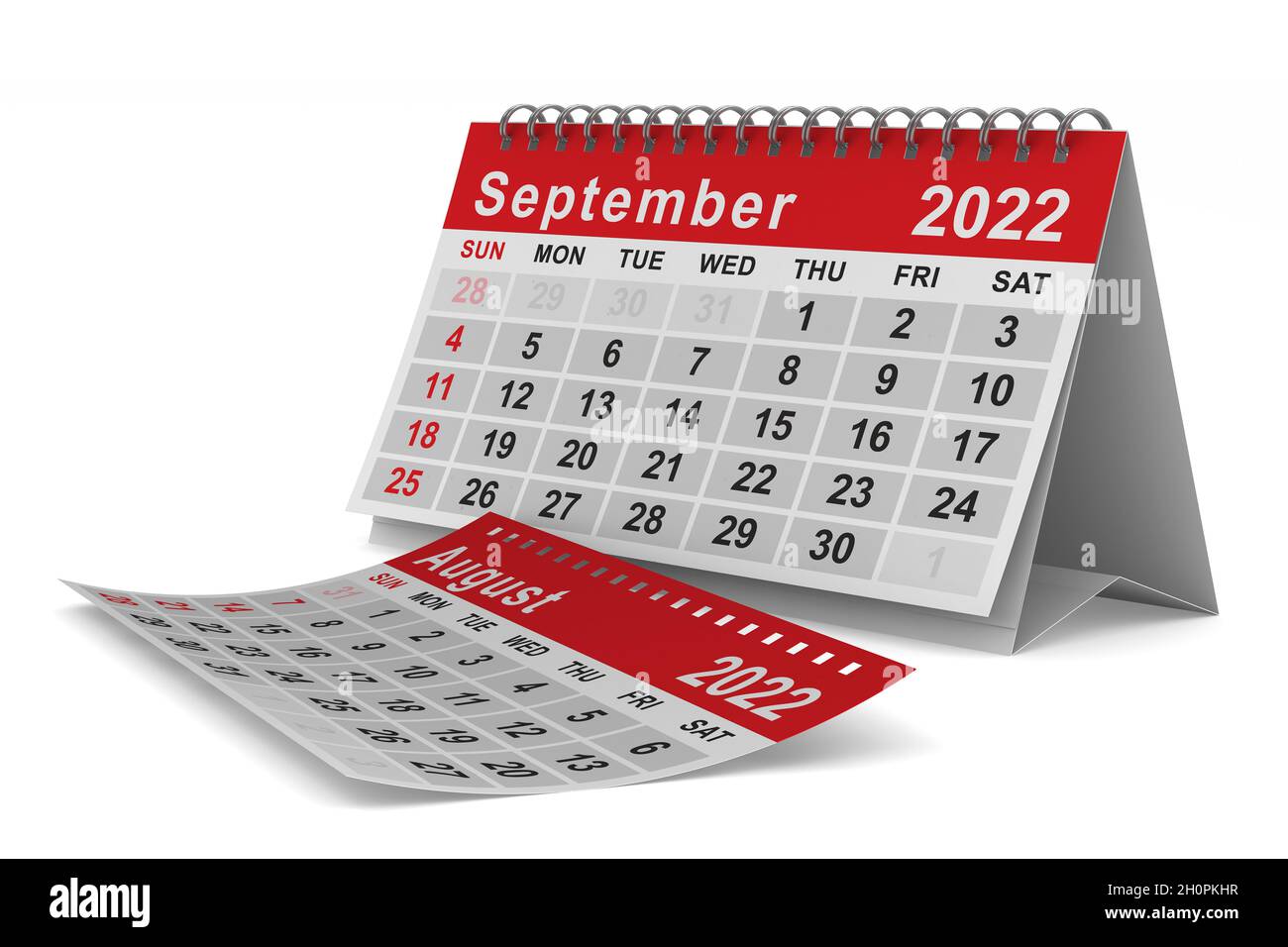 2022 year. Calendar for September. Isolated 3D illustration Stock Photo ...