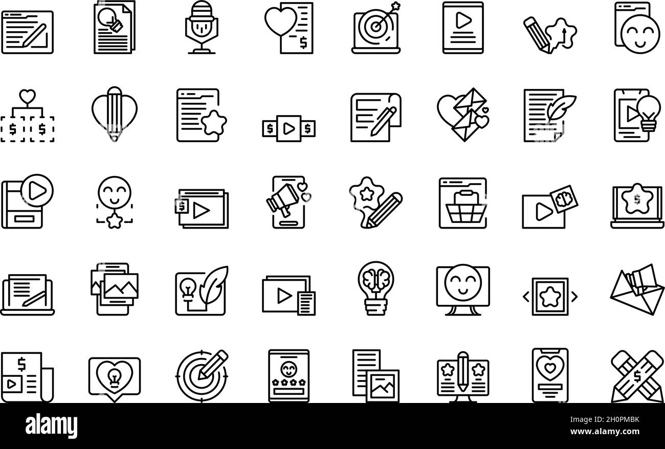 Content plan icons set outline vector. Code website. Web content Stock ...