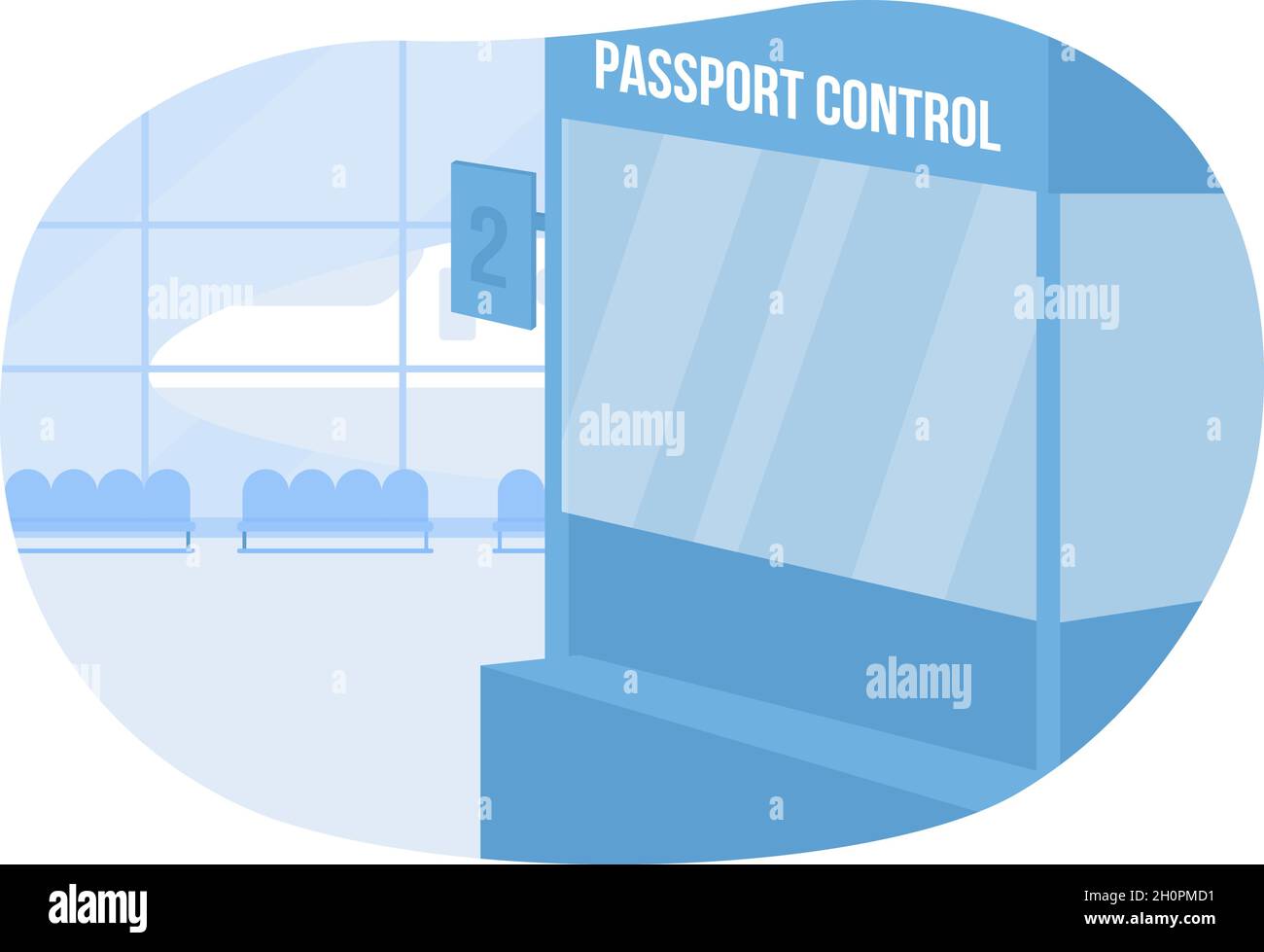 Passport control in airport 2D vector isolated illustration Stock ...