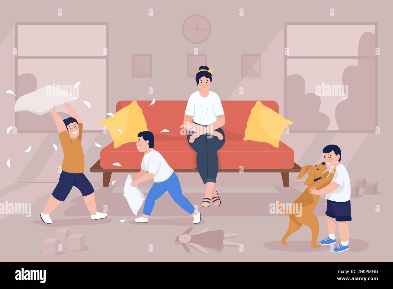 Stress of parenting flat color vector illustration Stock Vector Image ...