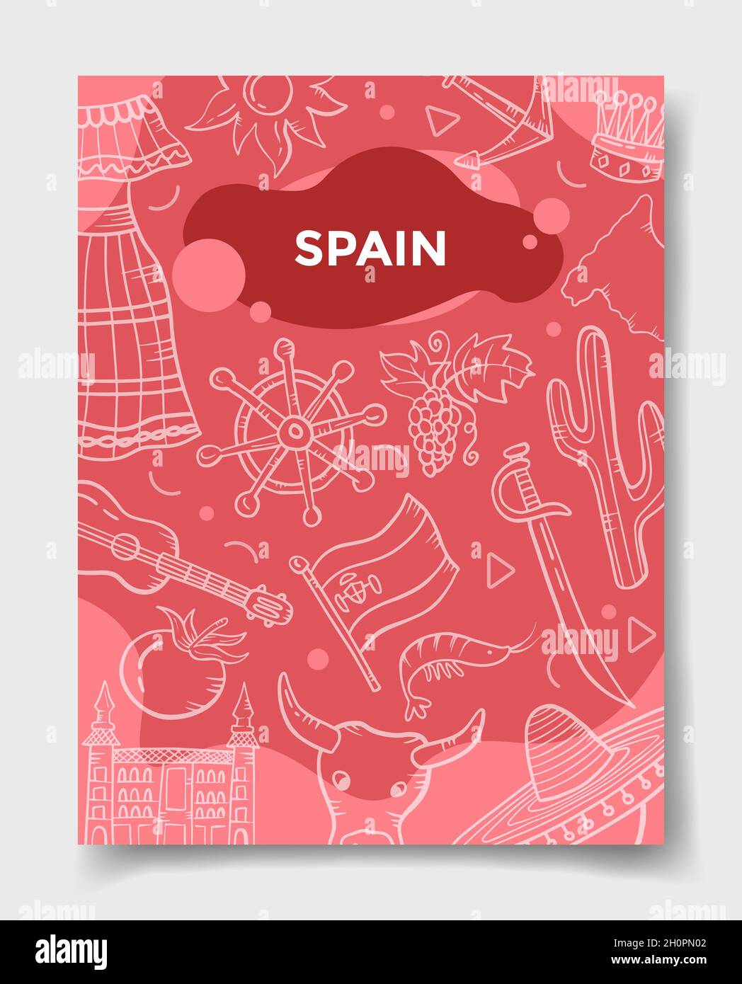 spain country nation with doodle style for template of banners, flyer ...