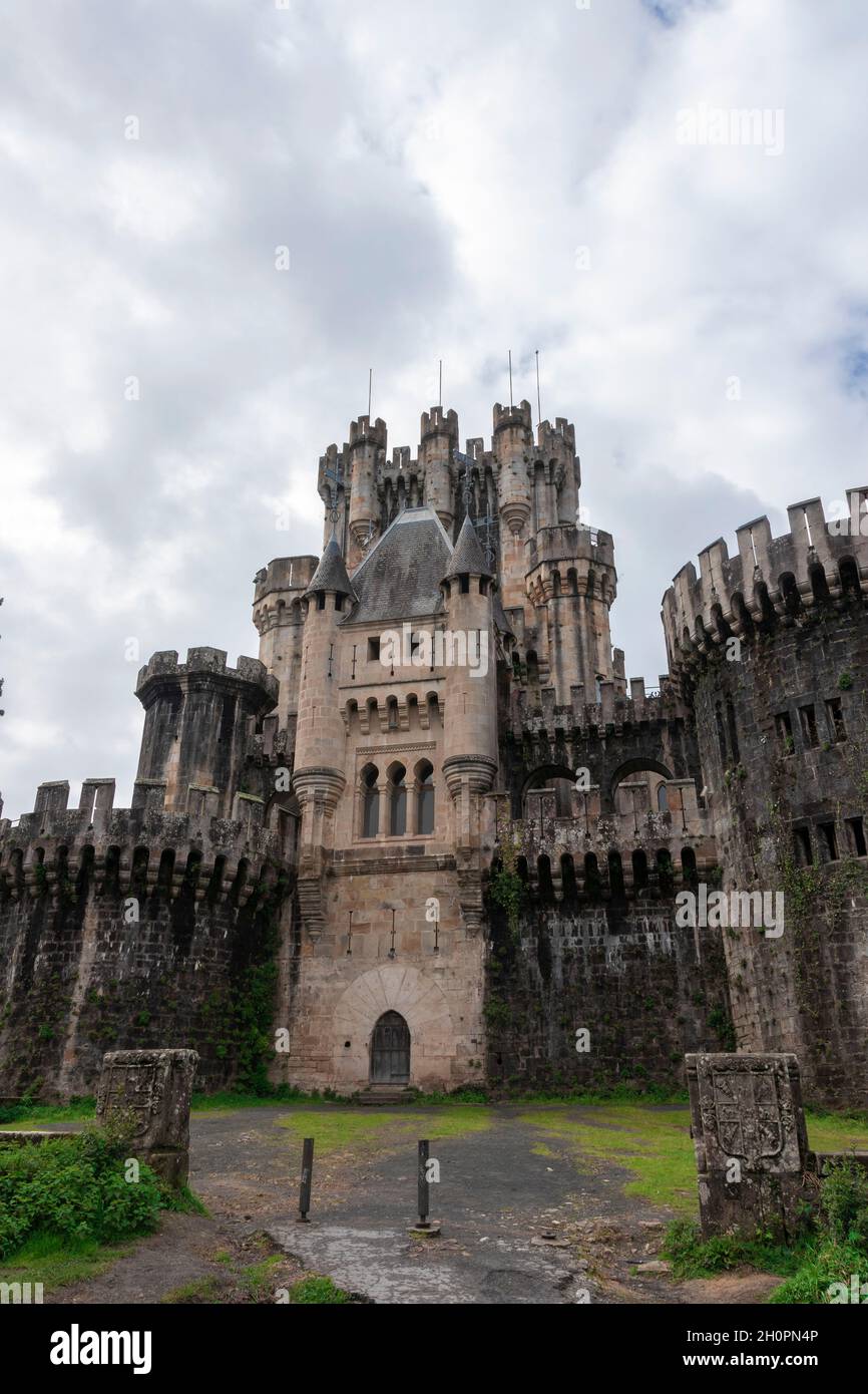 main facade of butron castle on a cloudy day Stock Photo - Alamy