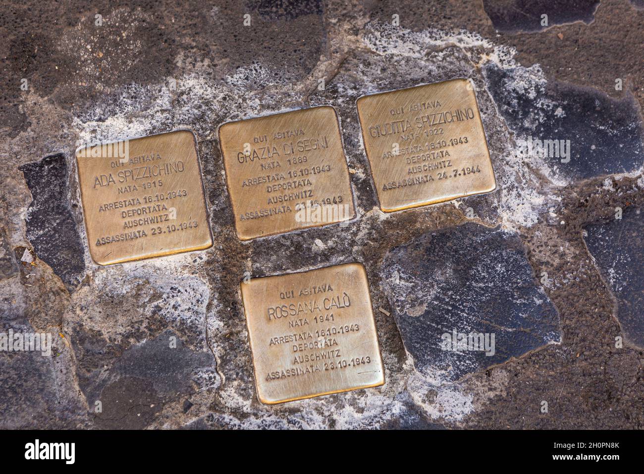 Stolpersteine stumble stones in the Rome Jewish Ghetto commemorating ...