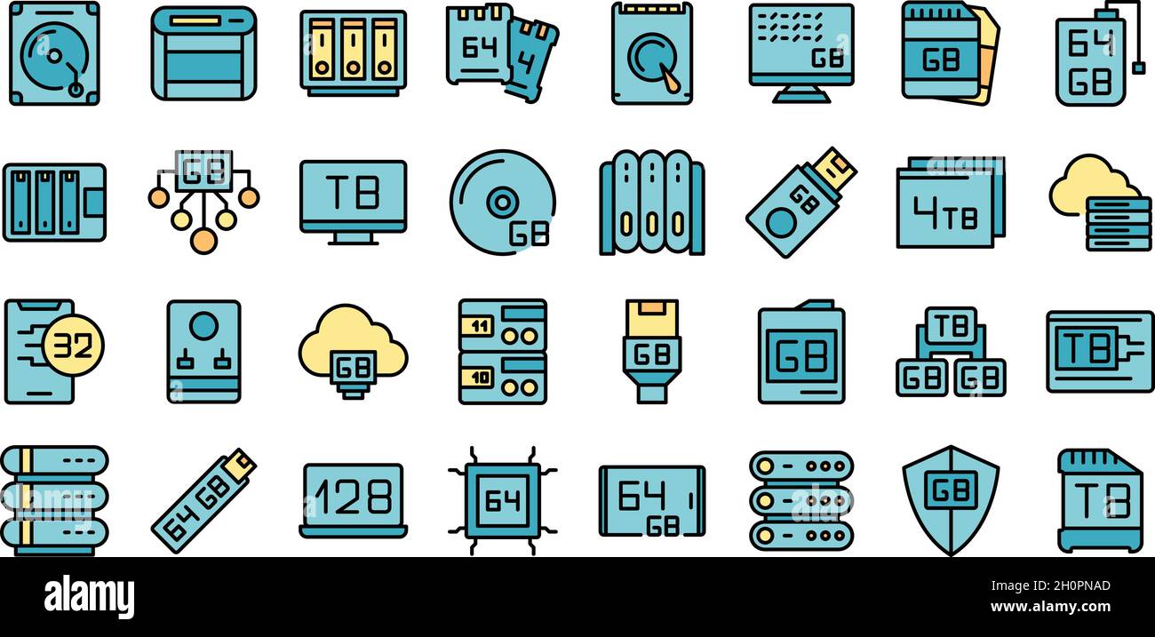 Gigabyte icons set outline vector. Big data. Communication terabyte Stock Vector Image & Art - Alamy