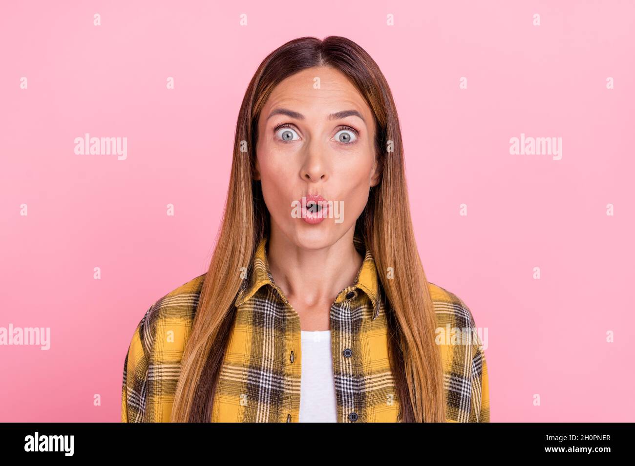 Photo of shocked amazed young woman news sale face reaction ...