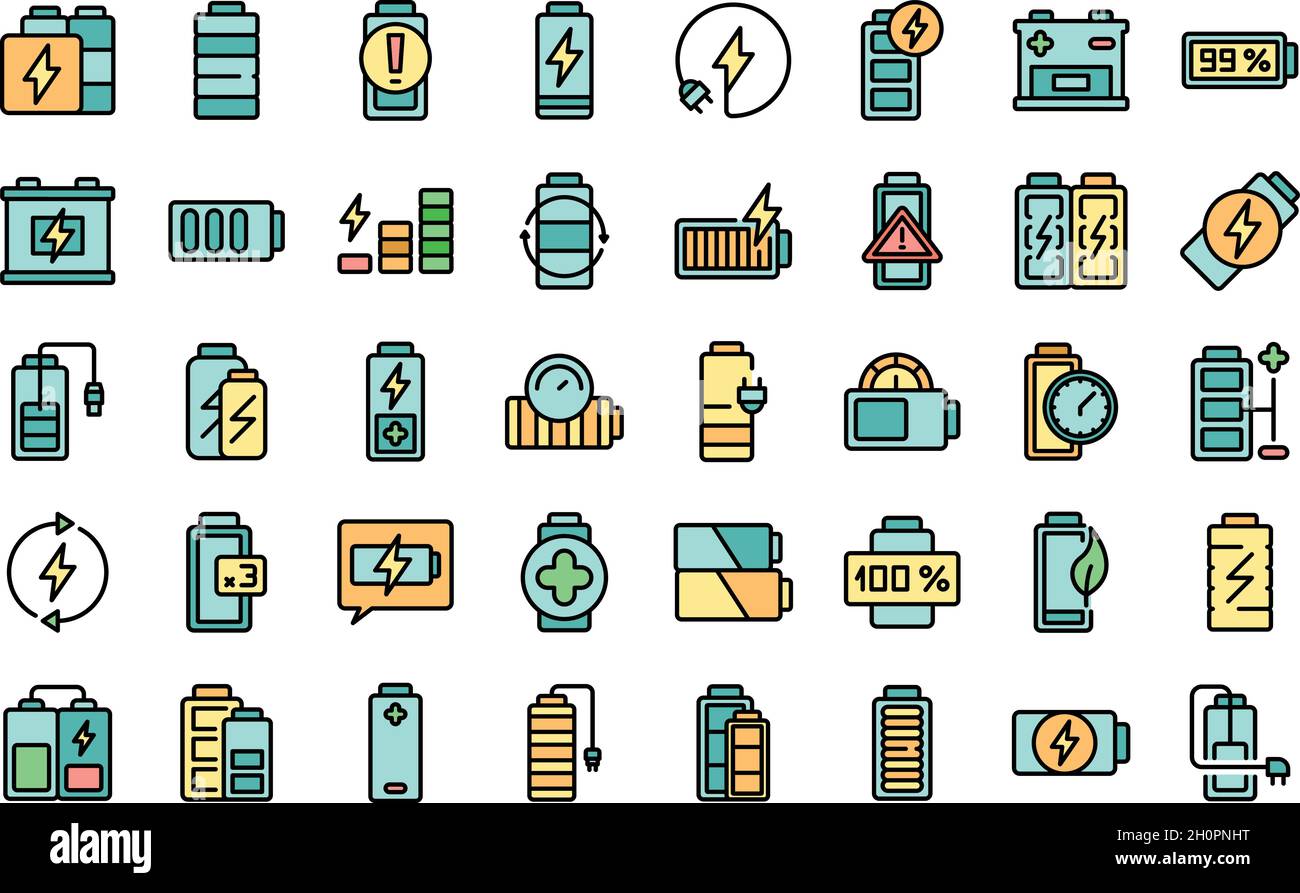 Battery charge icons set outline vector. Electricity charge. Charger ...