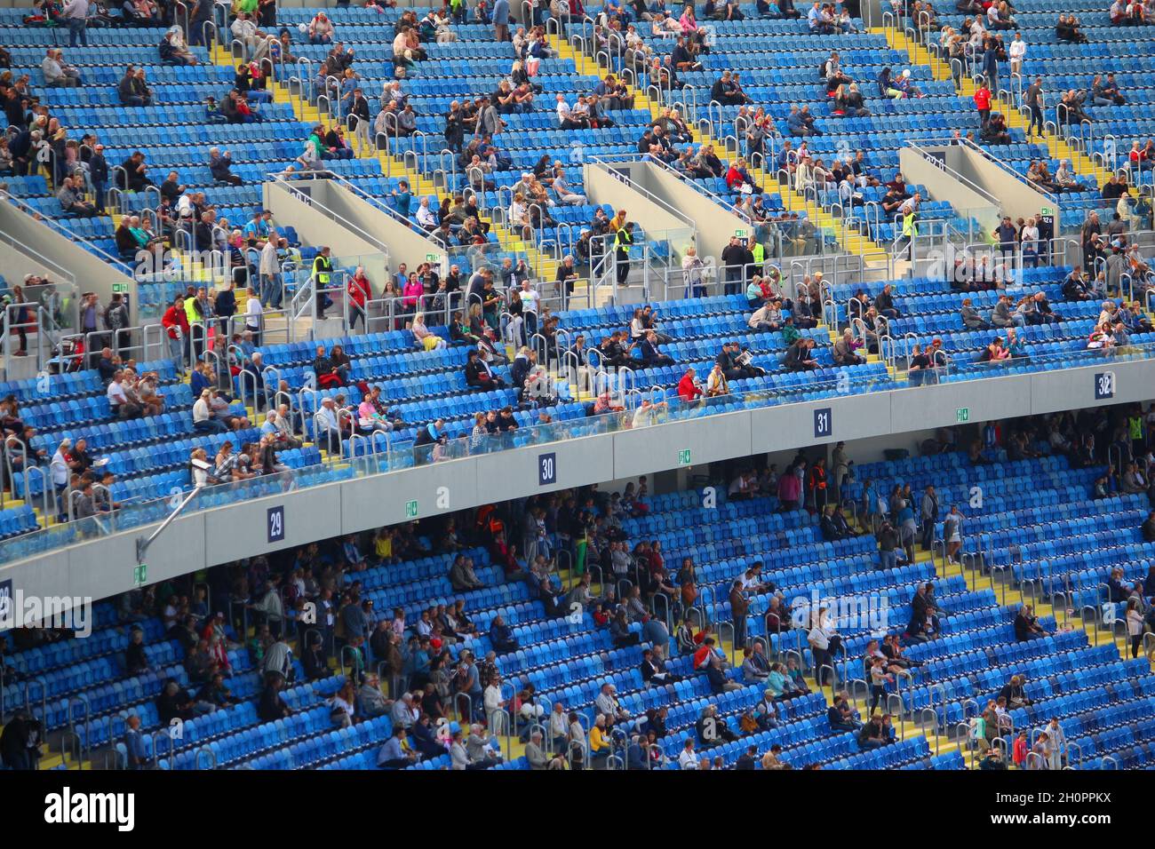 KATOWICE, POLAND - OCTOBER 1, 2017: Audience at Silesian Stadium ...
