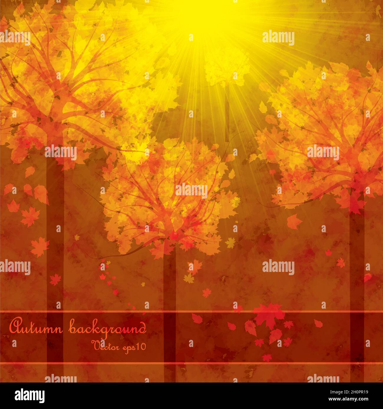 Autumn background with trees and falling leaves Stock Vector Image ...