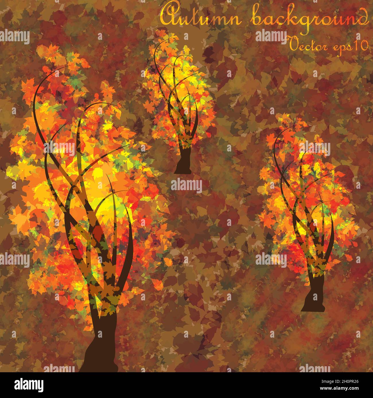Autumn background with trees and falling leaves Stock Vector Image ...