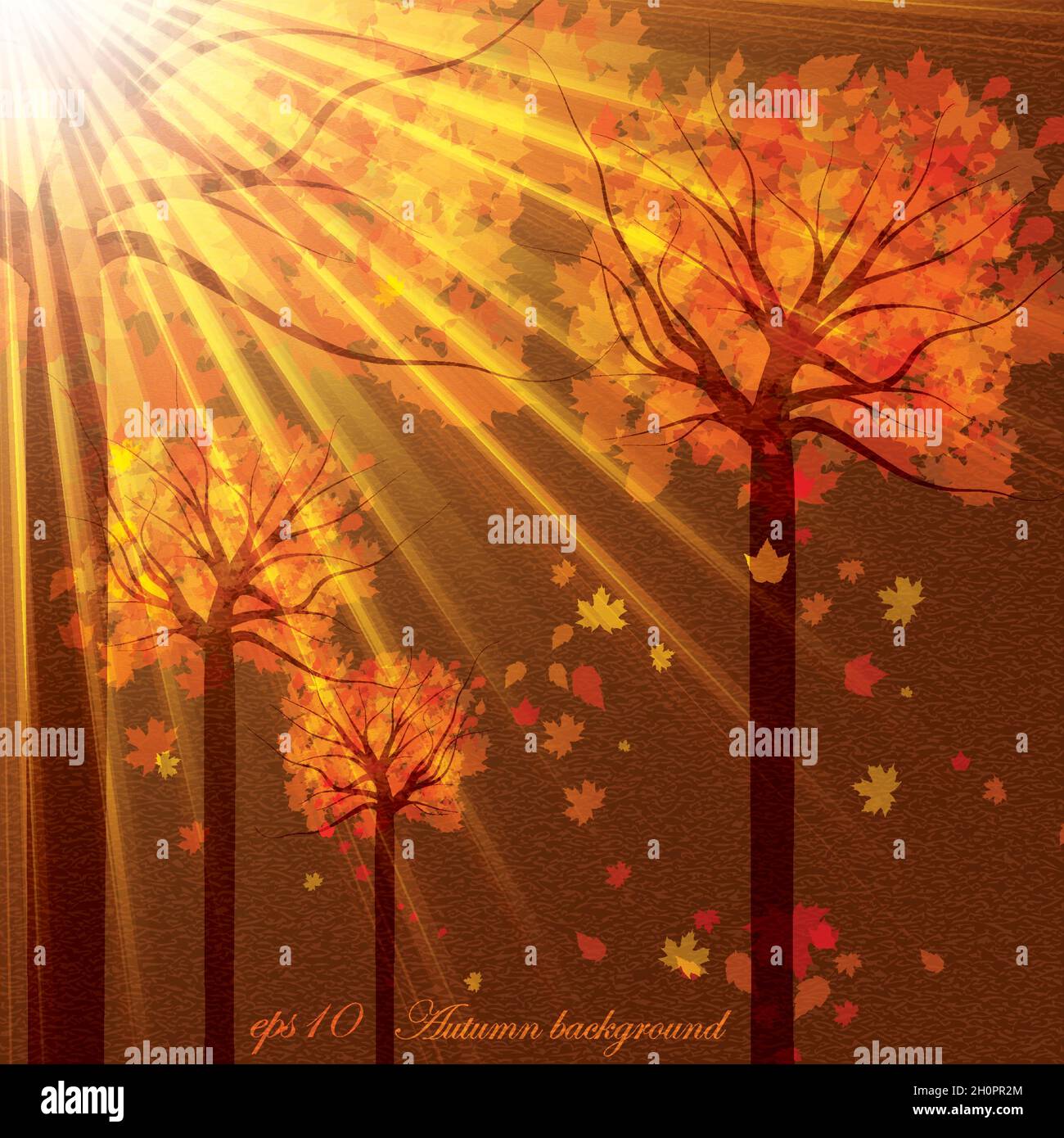 Autumn background with trees and falling leaves Stock Vector Image ...
