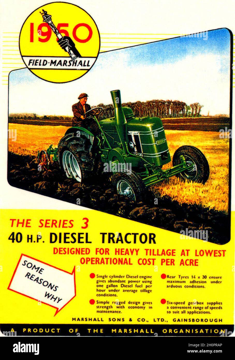 Vintage Field Marshall tractor advert from 1950 Stock Photo - Alamy