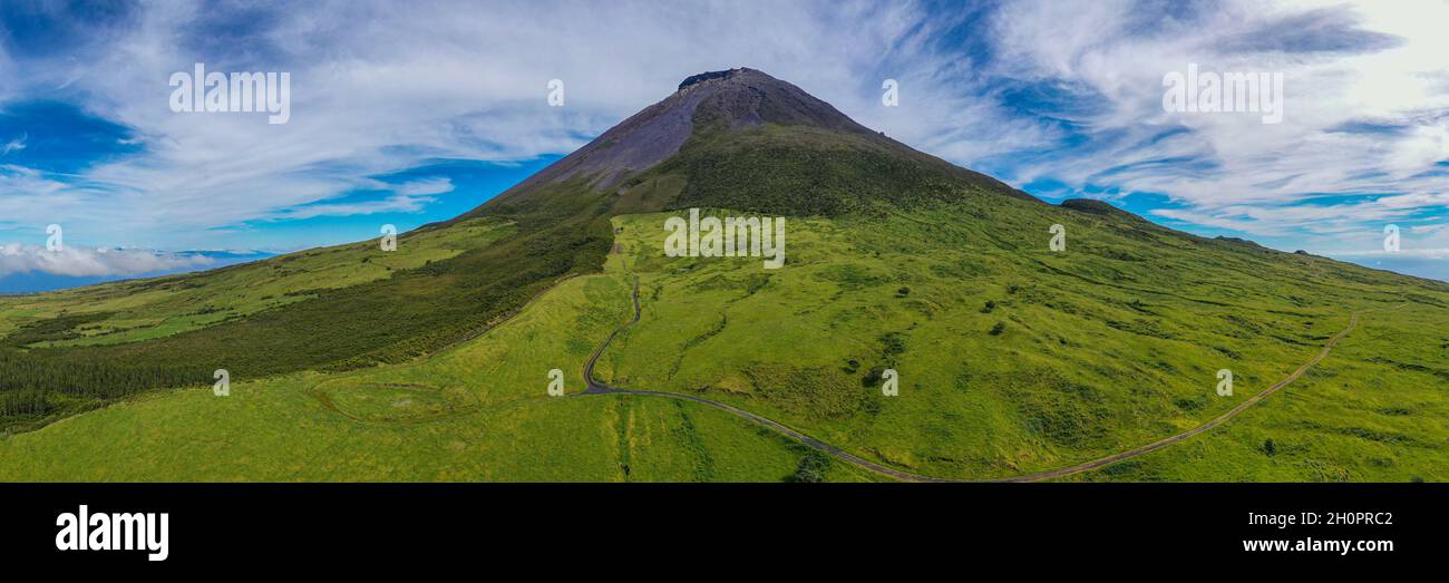 pico island azores volcano aerial drone view panorama Stock Photo - Alamy
