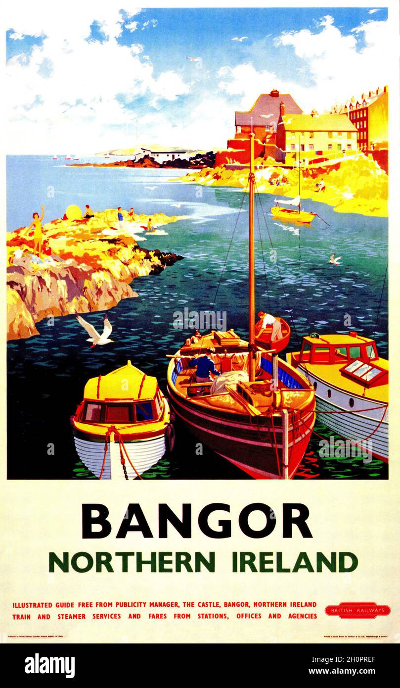 Vintage British Railways advertising poster for Bangor, Northern ...