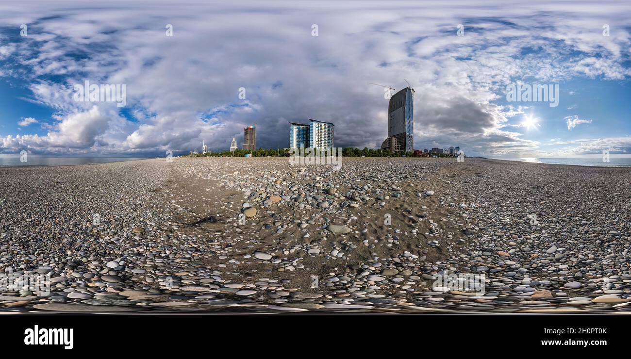 360 seamless hdri panorama view on stones and pebbles seashore or ocean ...