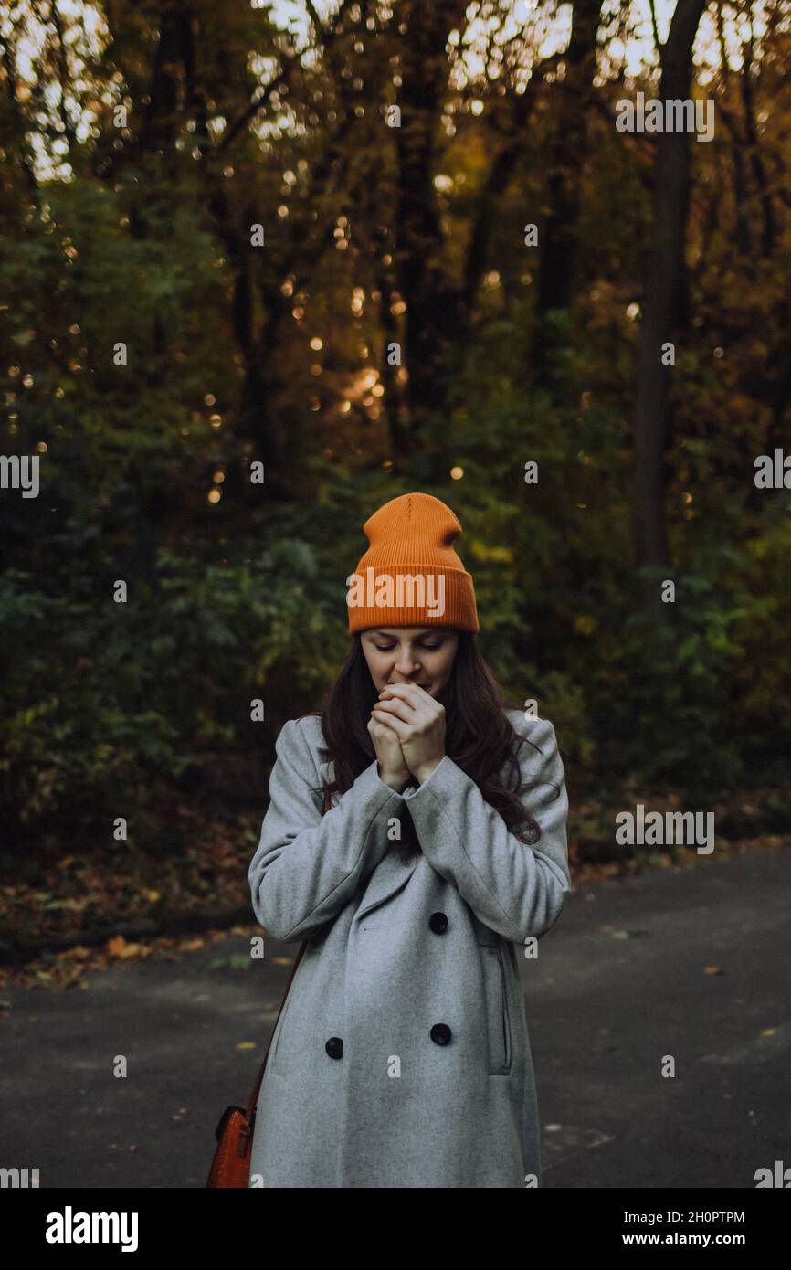 Person breathing in cold air hi-res stock photography and images - Alamy