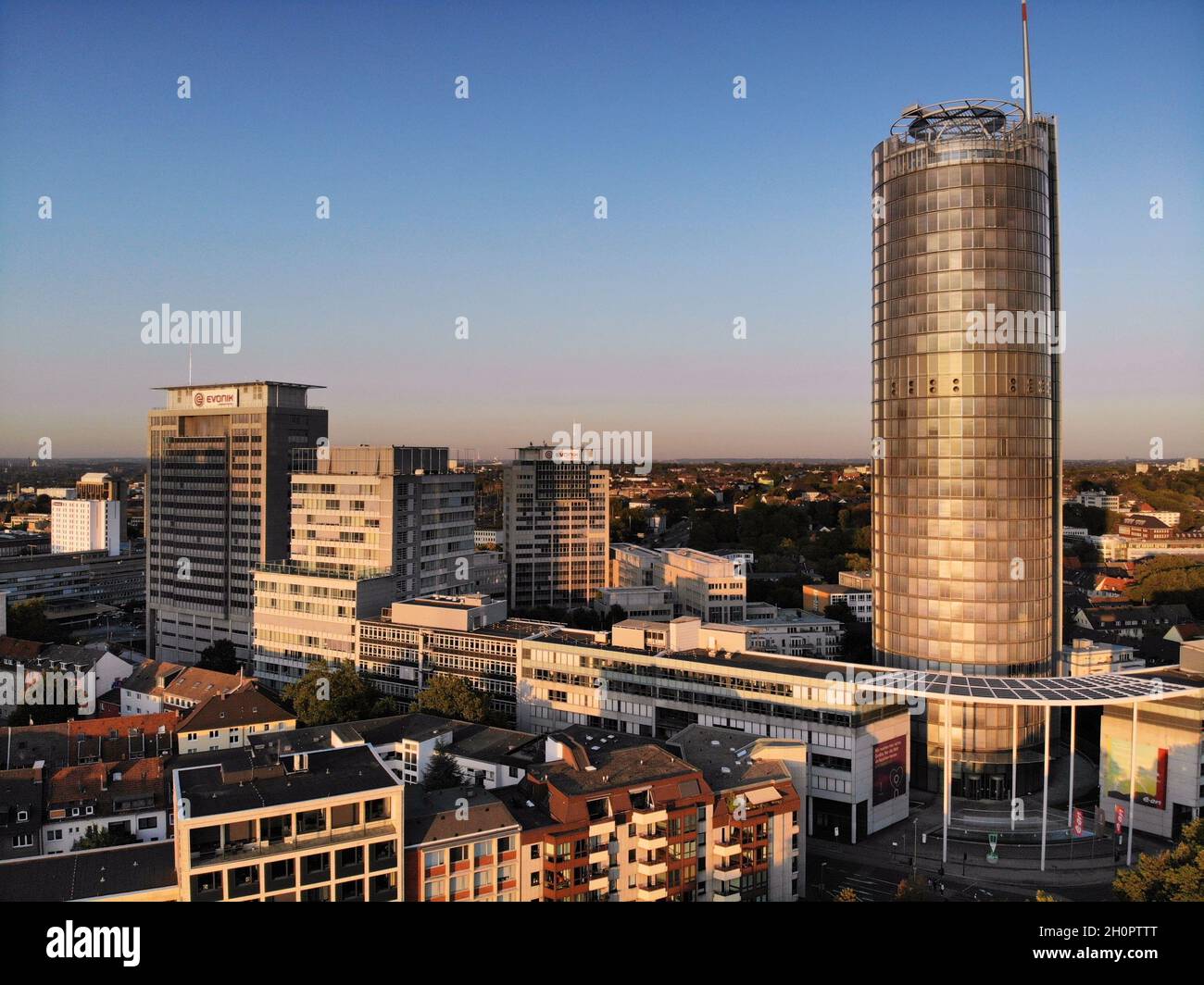 ESSEN, GERMANY - SEPTEMBER 20, 2020: RWE Tower in Essen, Germany. It is ...