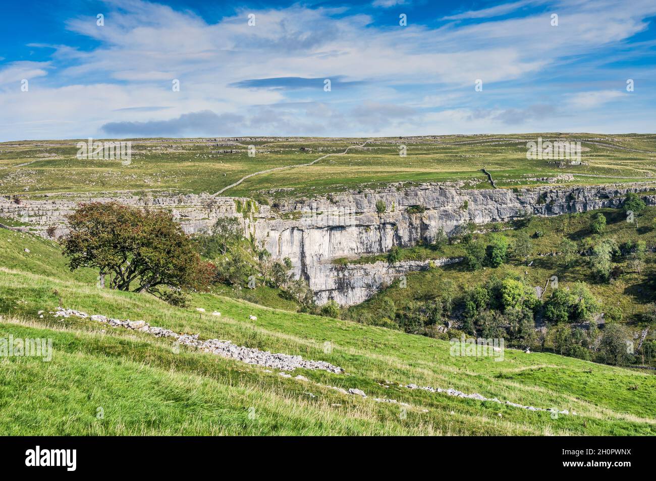 This Autumn scene is of the famous Malham Cove spectacular geological ...