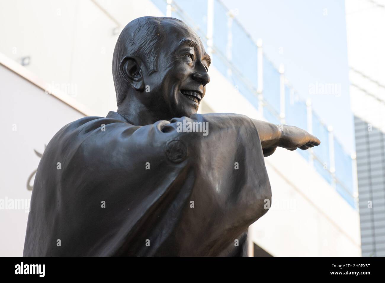 A bronze statue of the late Japanese comedian Ken Shimura in Tokyo ...