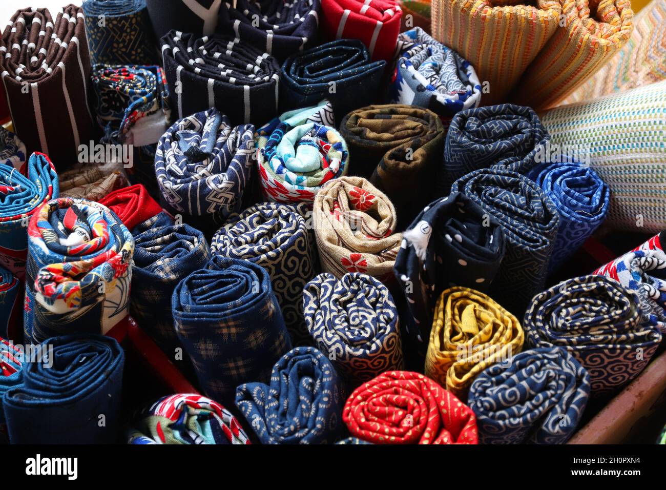 Textile choice in textile shops of Dihua Street in Taipei, Taiwan Stock ...