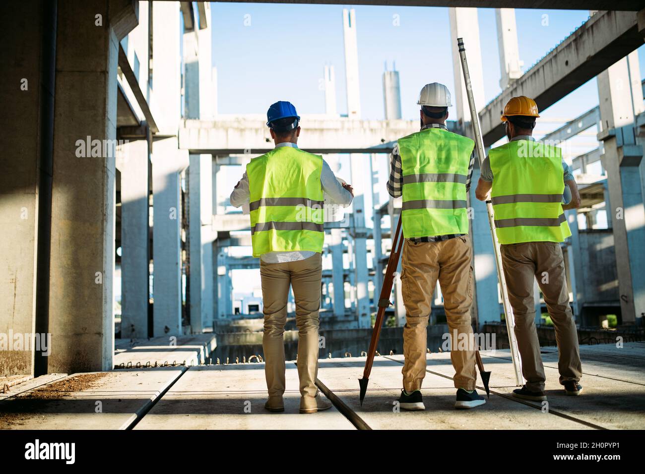 Picture of construction engineer working on building site Stock Photo ...