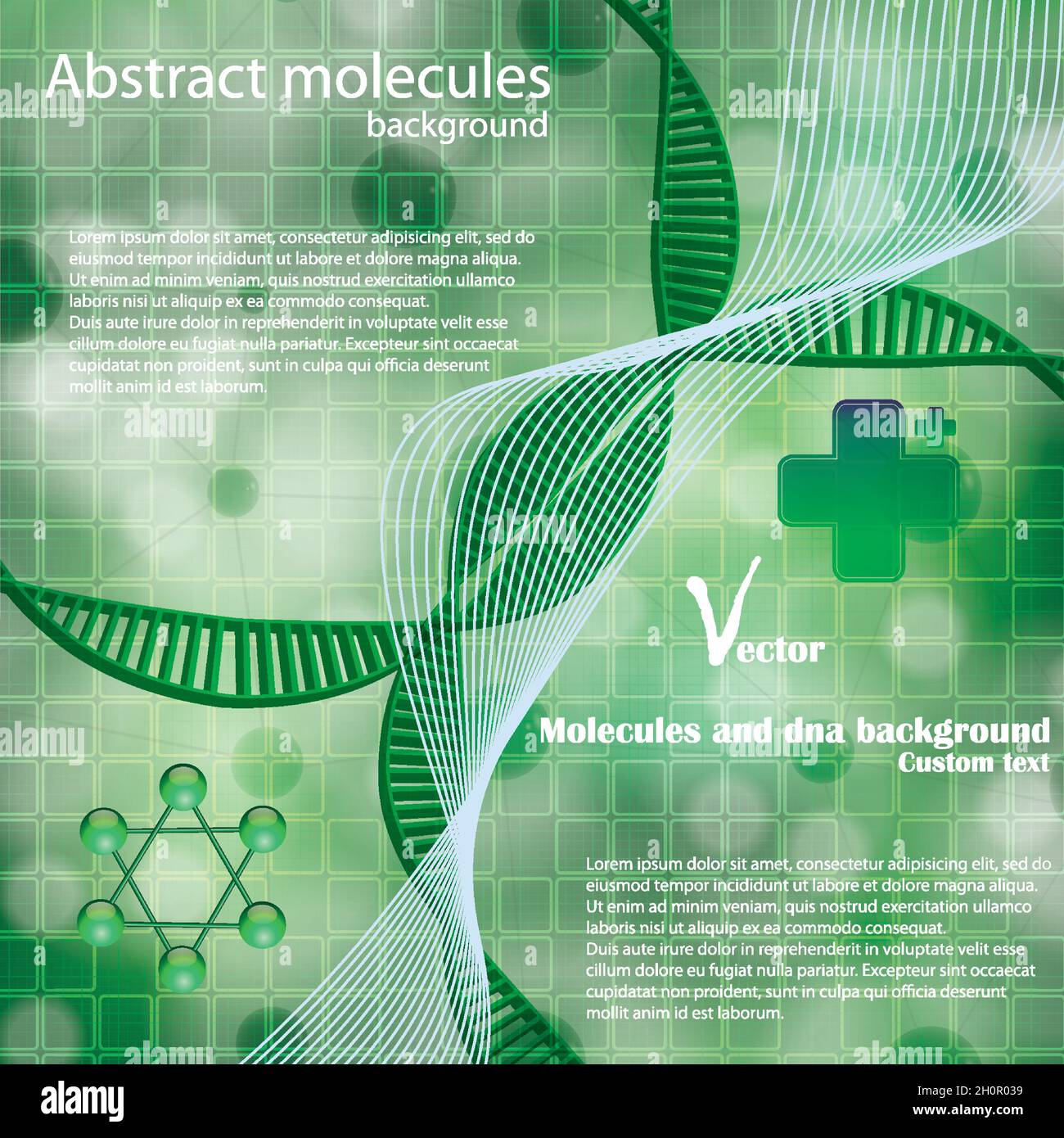 Abstract molecule DNA green background Stock Vector Image & Art - Alamy