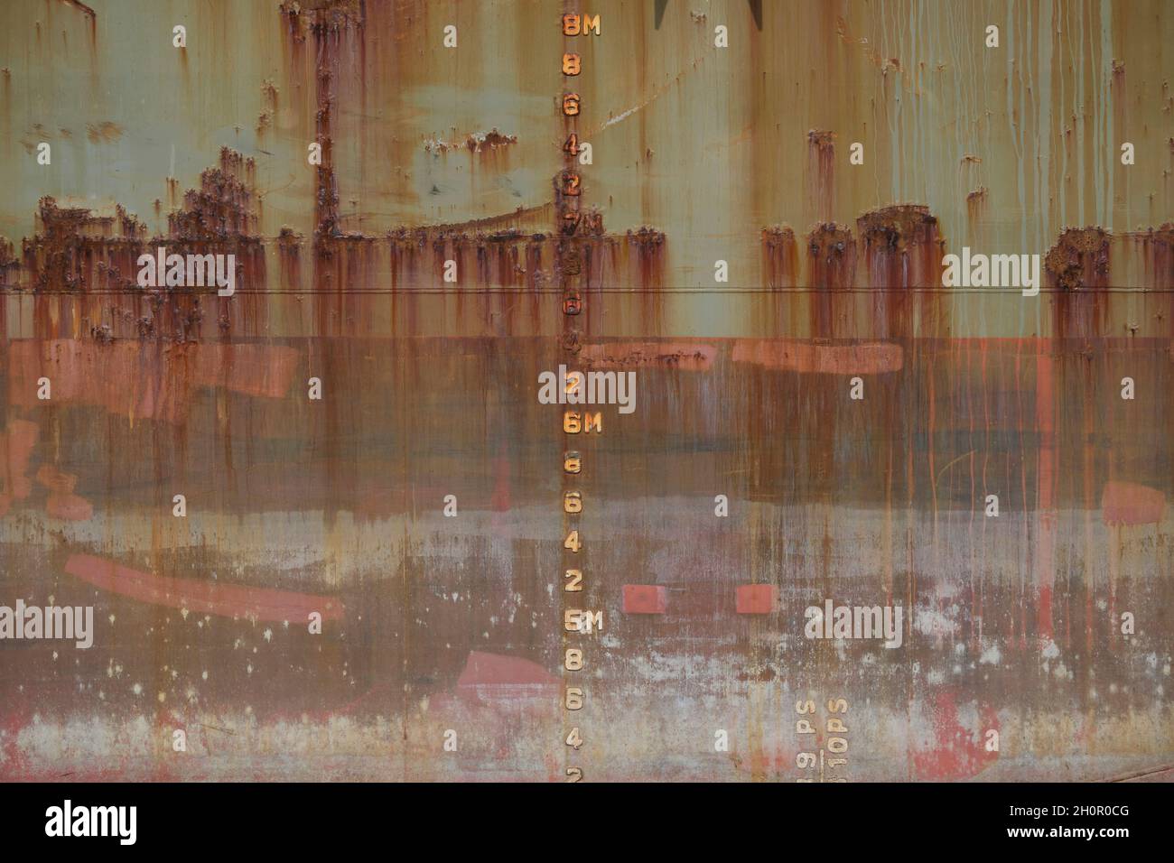 Rusty hull of the ship on waterline in water Stock Photo - Alamy