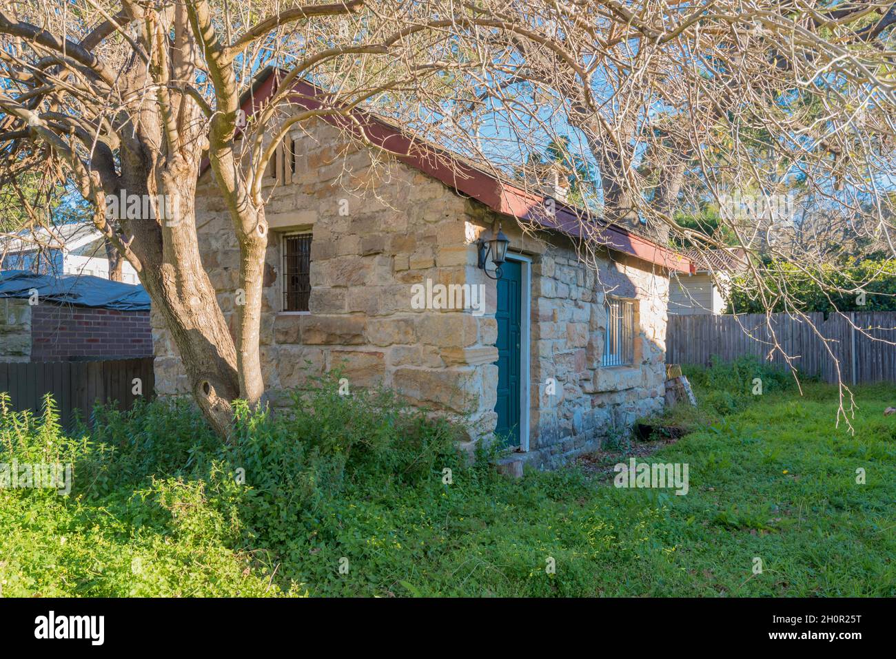 An old sandstone building in at the rear of the Scout Hall in Roseville ...