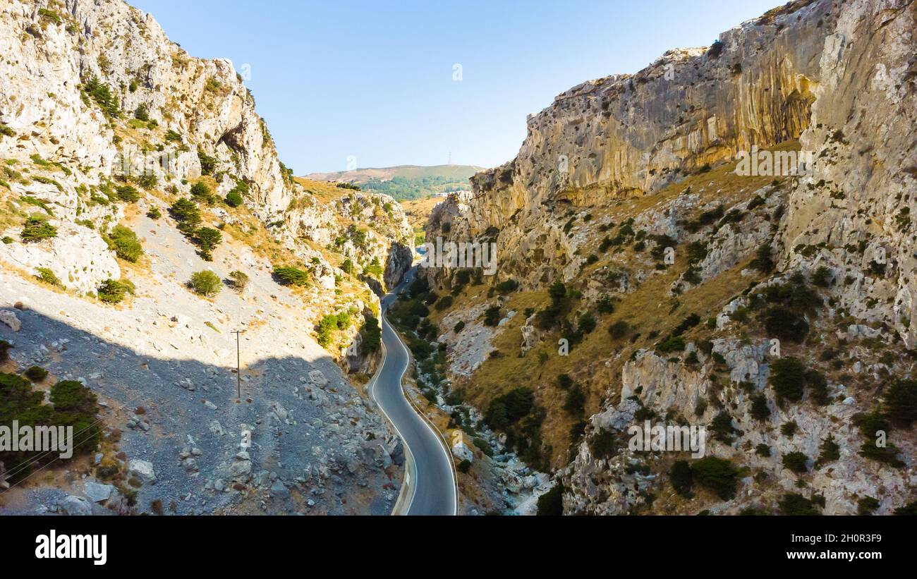 mountains and gorge, Crete road Stock Photo - Alamy