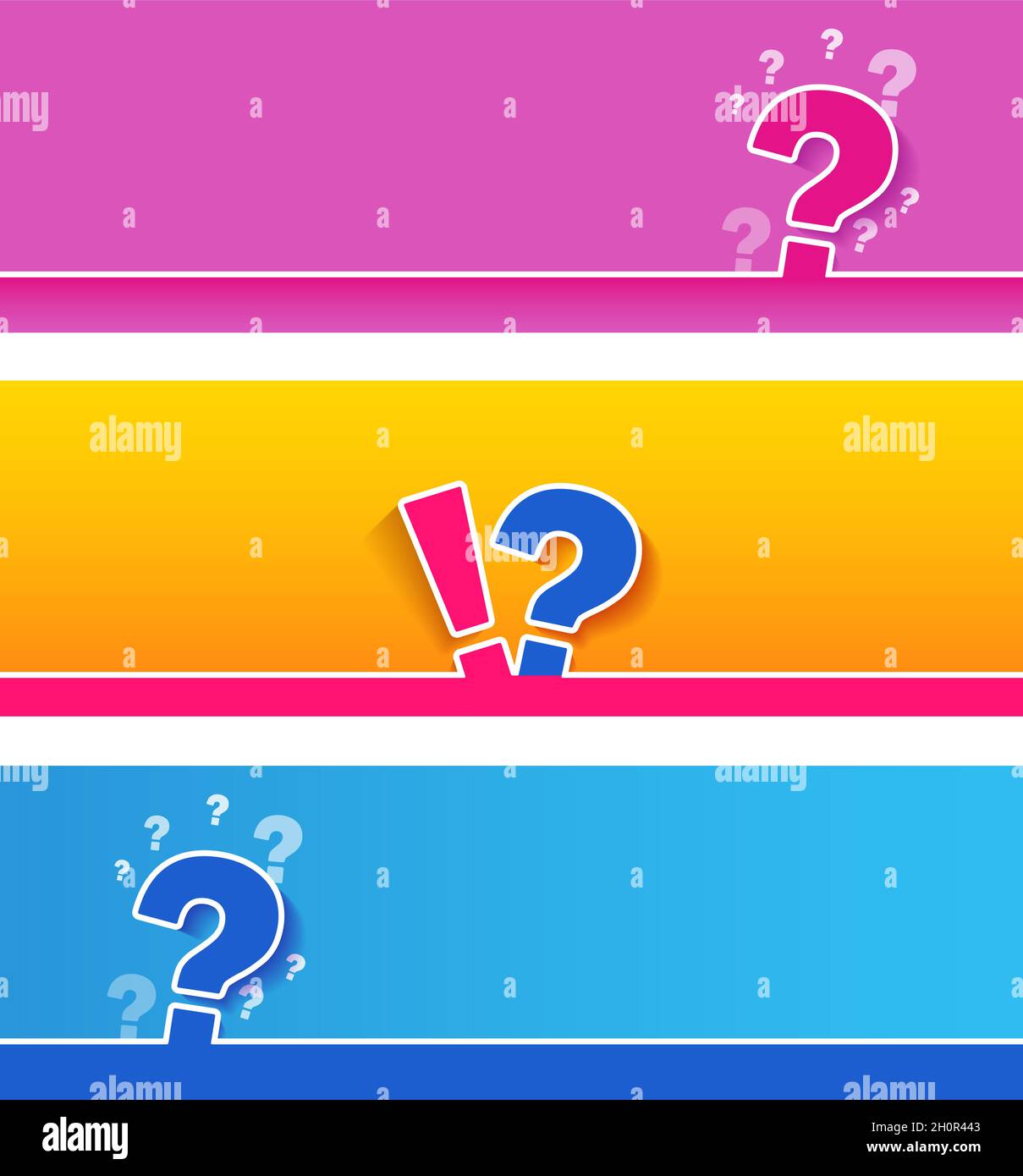 Large Question mark sign on blue and pink background. Set color long ...