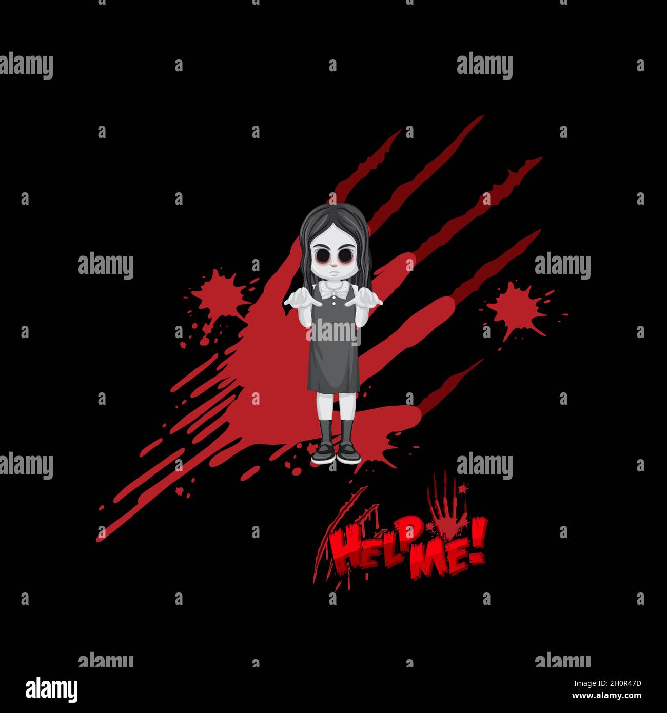 Halloween Help Me font logo with creepy ghost illustration Stock Vector ...