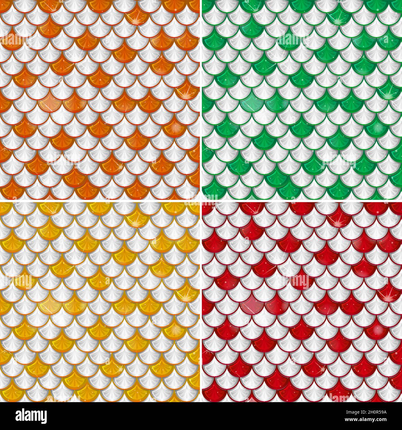 Set of fish scale seamless pattern background illustration Stock Vector ...