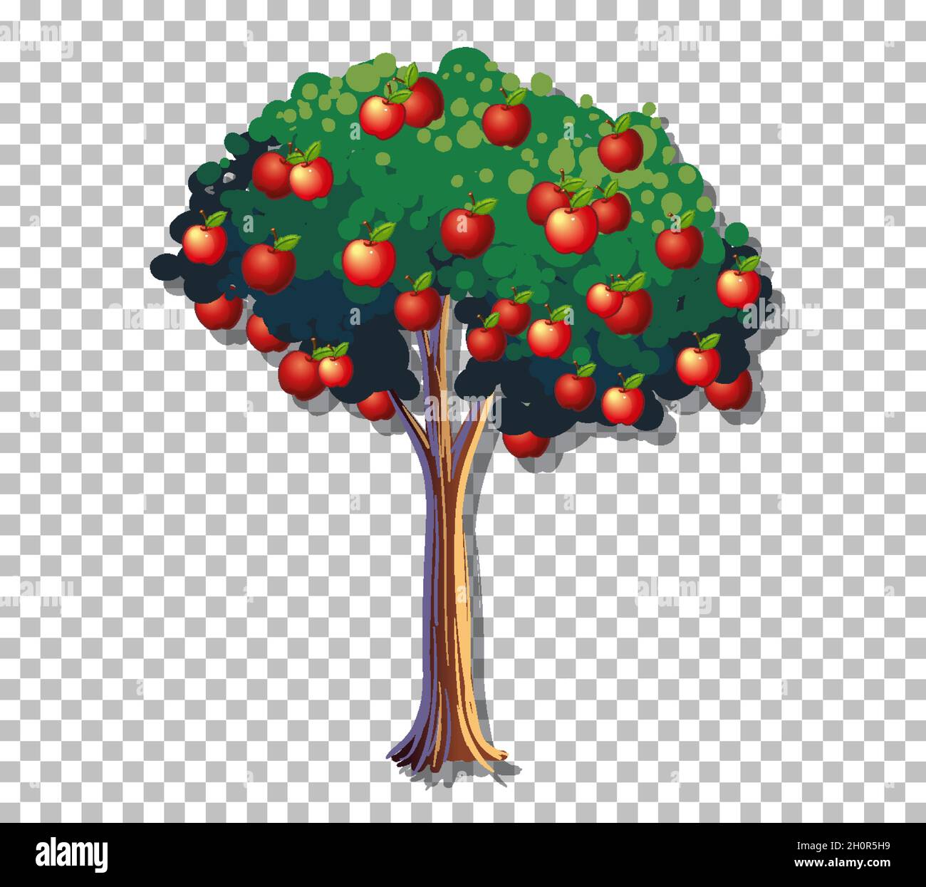 Apple tree on transparent background illustration Stock Vector Image ...