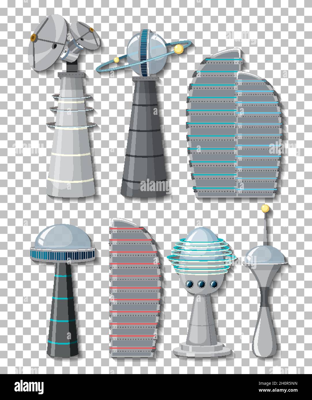 Set Of Satellite Objects And Elements On Illustration Stock Vector 8775