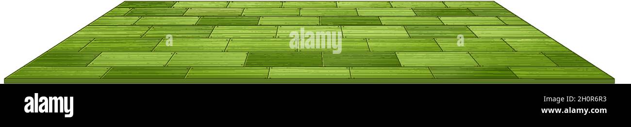 Green wooden floor tiles isolated on white background illustration ...