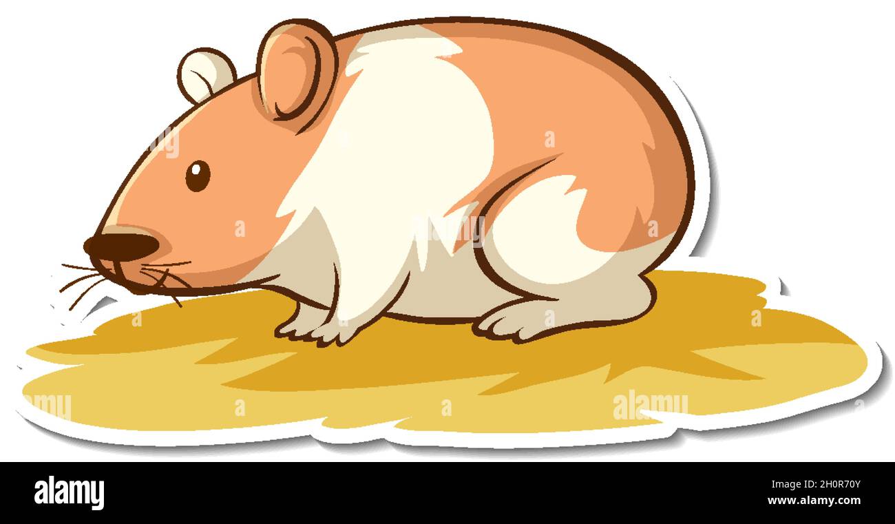 Sticker design with cute hamster isolated illustration Stock Vector ...