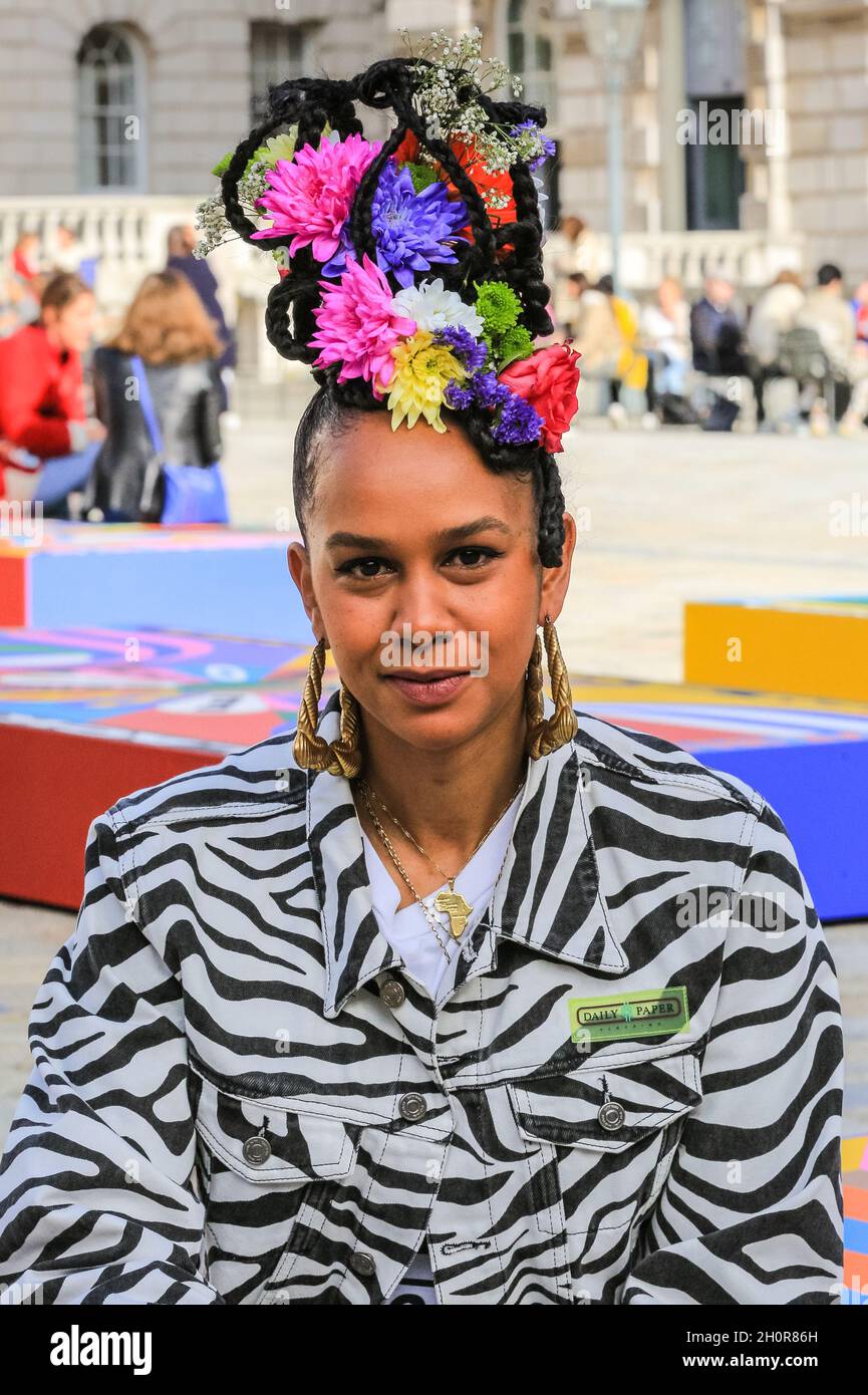 Somerset House, London, UK. 14th Oct, 2021. Artist Lakwena Maciver with ...