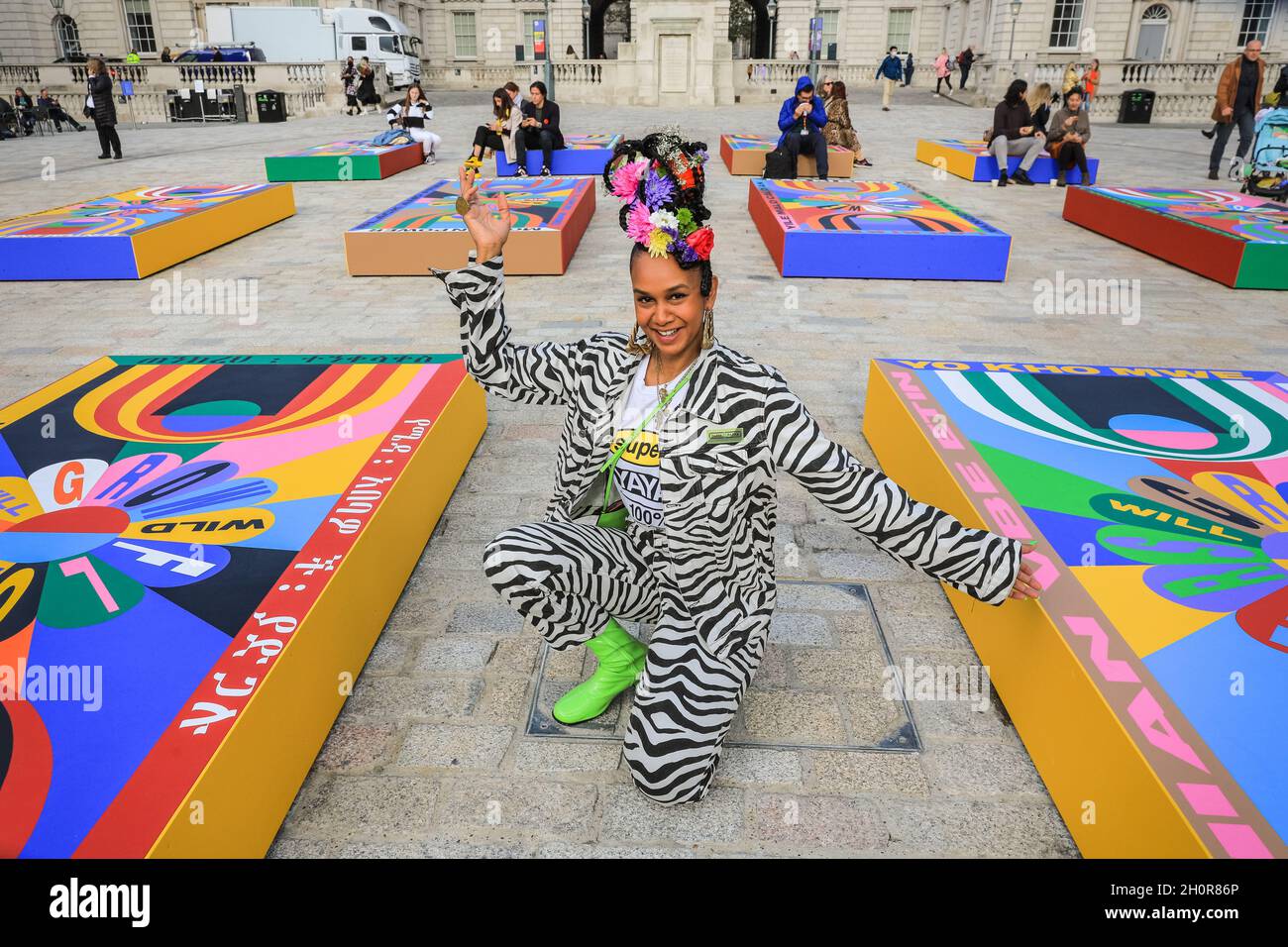 Somerset House, London, UK. 14th Oct, 2021. Artist Lakwena Maciver with ...
