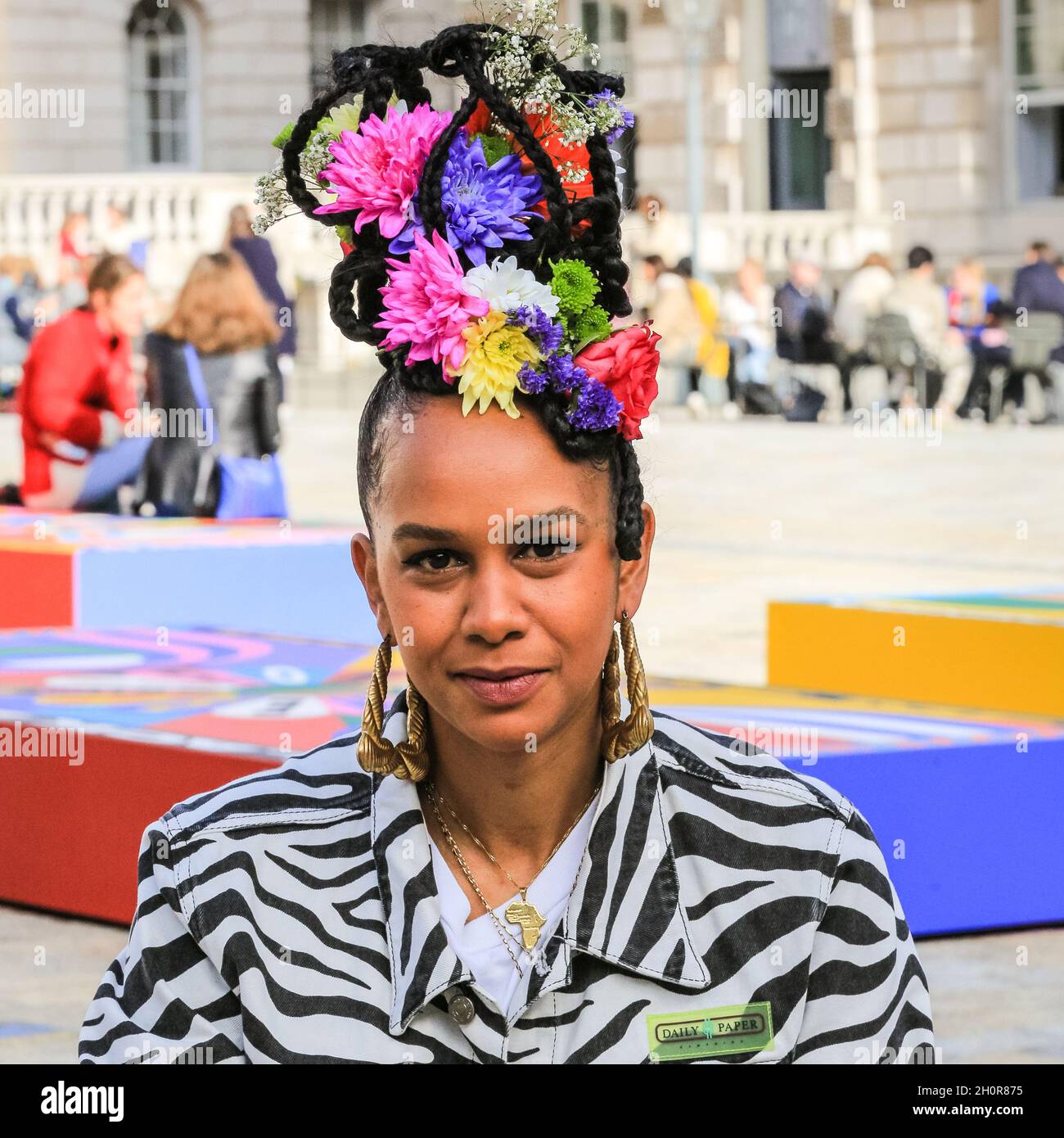 Somerset House, London, UK. 14th Oct, 2021. Artist Lakwena Maciver with ...