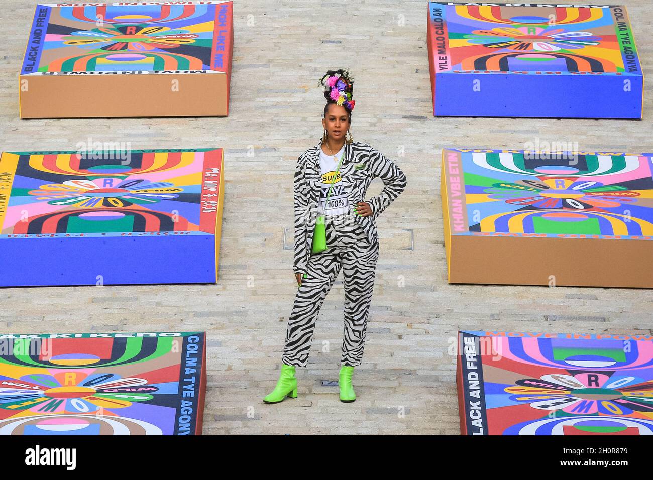 Somerset House, London, UK. 14th Oct, 2021. Artist Lakwena Maciver with ...