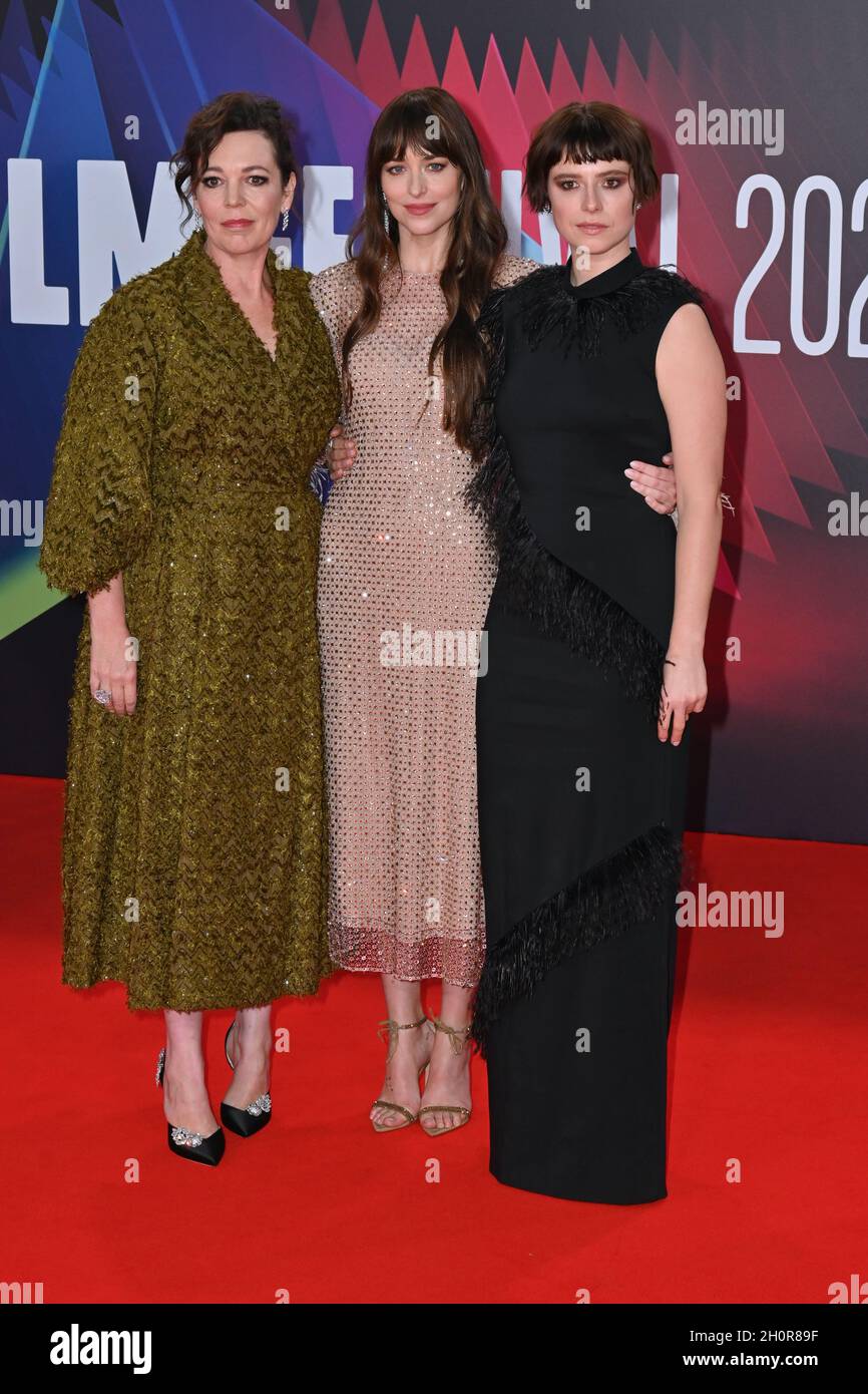 London, UK - 13 October 2021 Olivia Colman, Dakota Johnson and Jessie ...