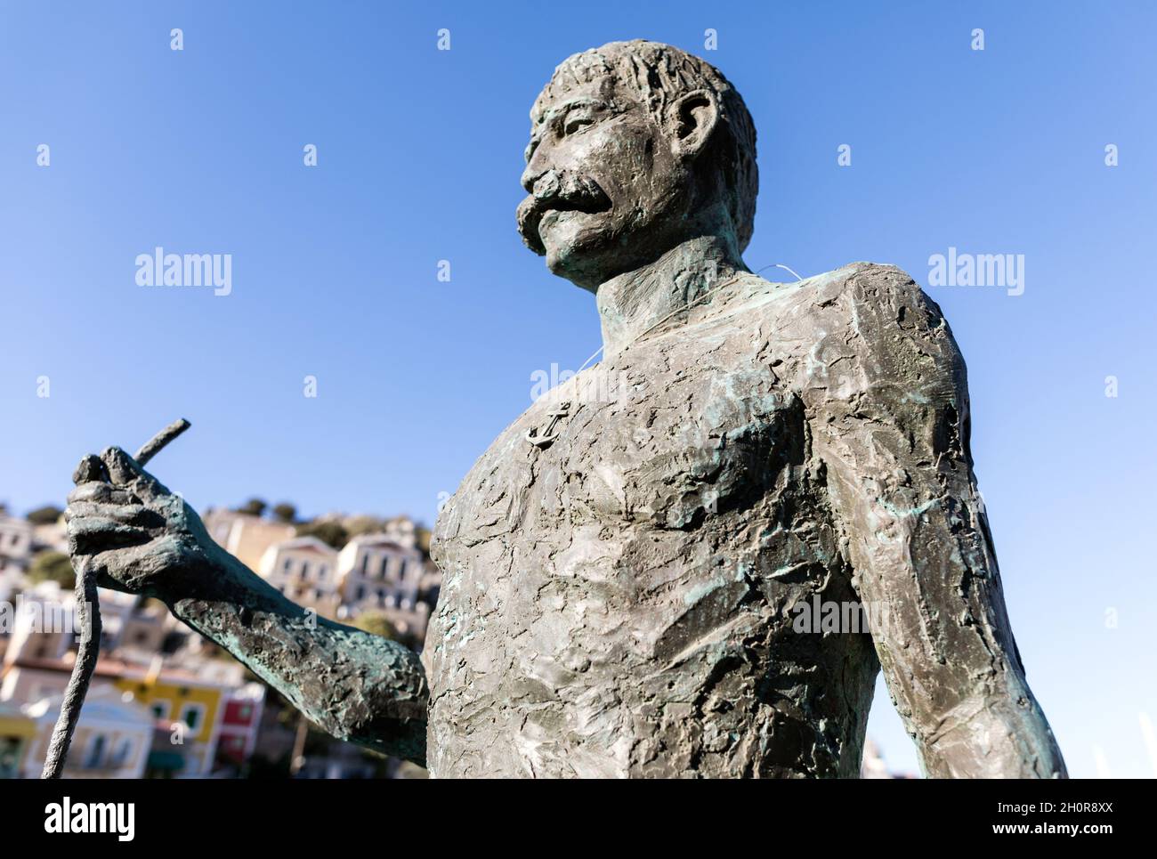 Bronze Statue of Legendary Sponge Diver Stathis Hatzis Symi Harbor ...